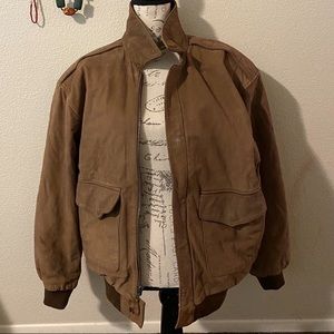 Vintage Bomber Map Lined Leather Jacket - Gem